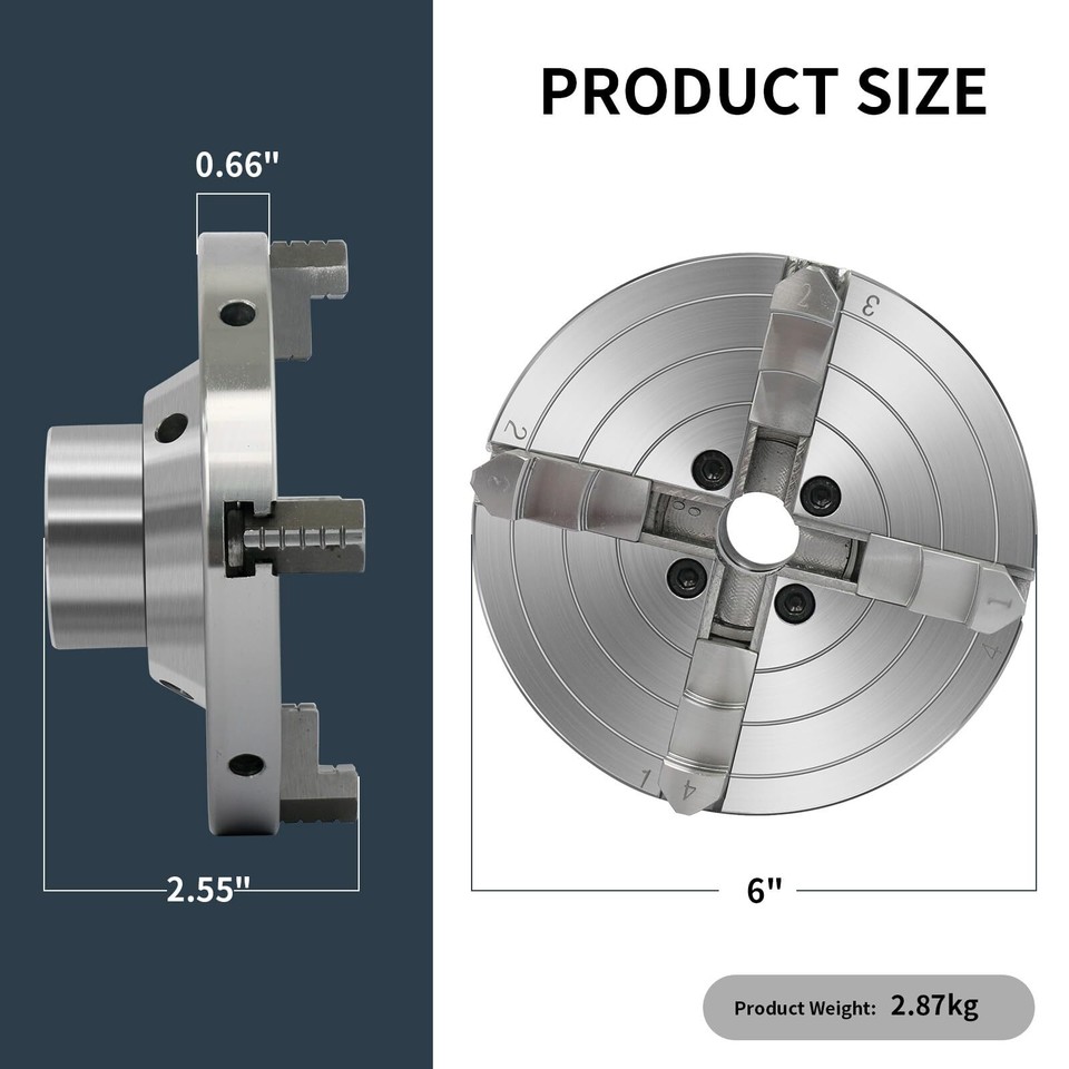 Wood Lathe Chuck 6 inch 4 Jaws Self-Centering Lathe Chucks Thread 1 x ...