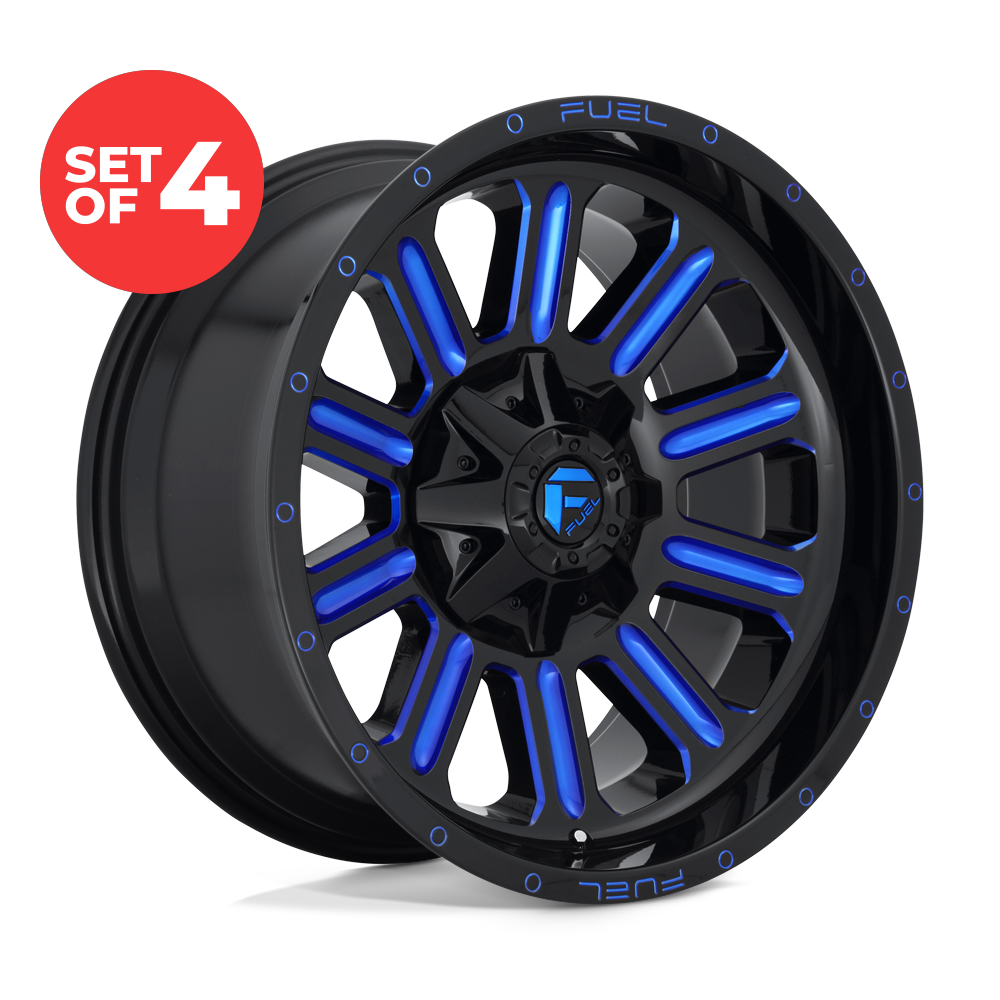 (Set of 4) Fuel 1PC D646 HARDLINE Wheels 20x10 8x180 -18 For GMC Sierra ...