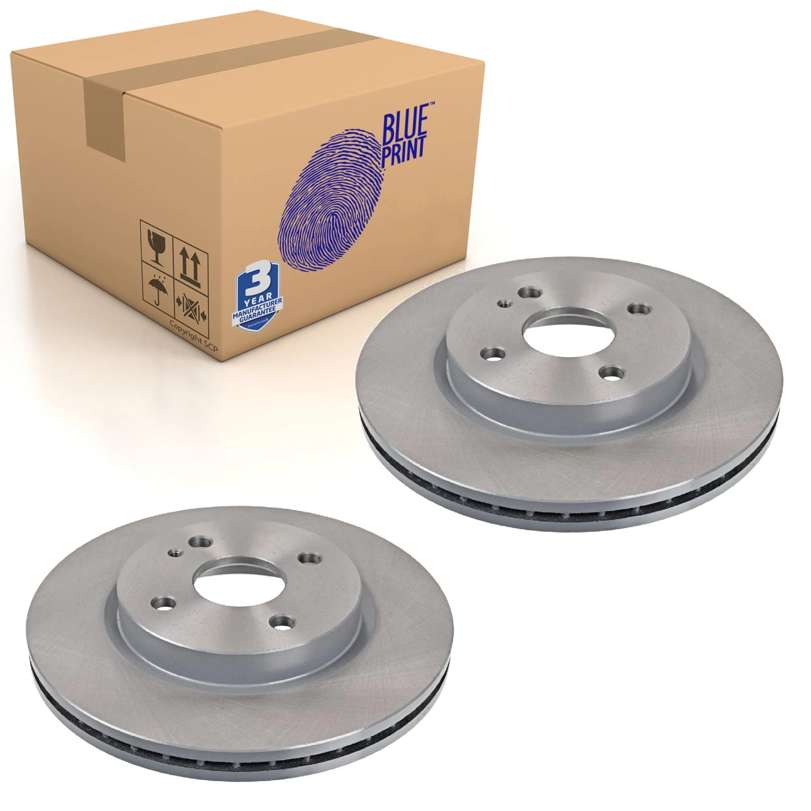 Pair of Front Brake Disc Fits Mazda Mazda2 OE DF7133251A Blue Print ...
