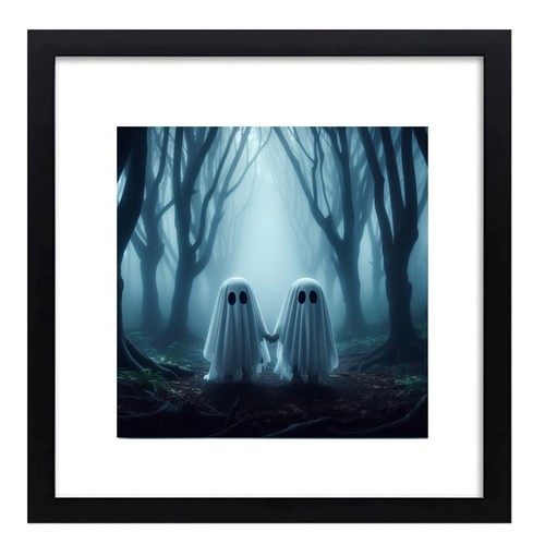 Two Spooky Friends Ghosts In The Forest Print With Frame Halloween ...