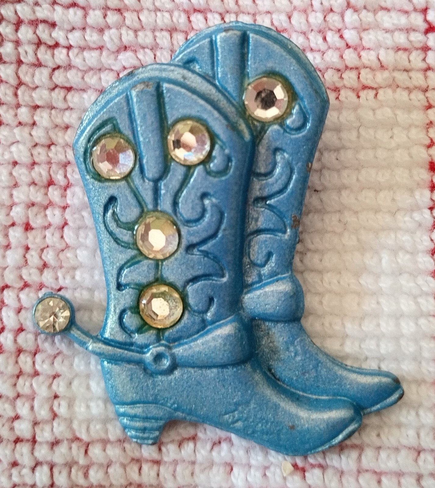 Vintage Blue Painted Metal Cowboy Boots With Spurs Pin, Brooch, 1.5" | eBay