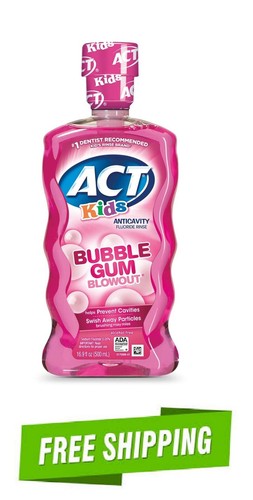 ACT Kids Anticavity Fluoride Rinse For Bad Breath Treatment, Bubble Gum ...