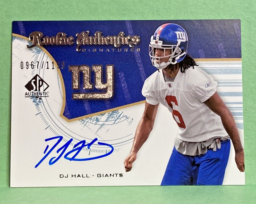 2008 SP Authentic DJ HALL Rookie Autograph /1199 Card #215 Giants | eBay