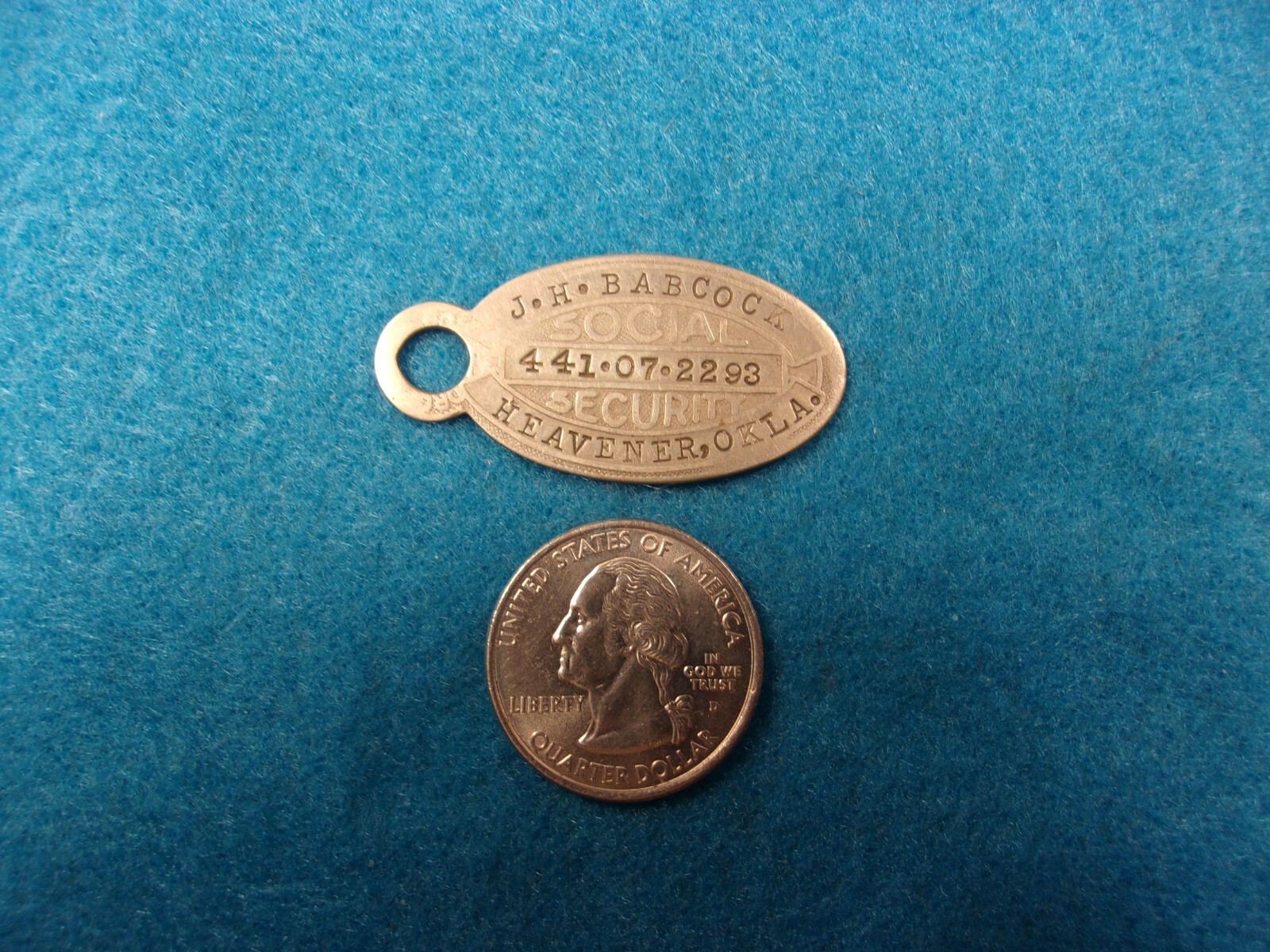 UNIQUE OLD VTG ANTIQUE NICKEL SILVER KEY FOB - ART DECO, NAME, CITY ...