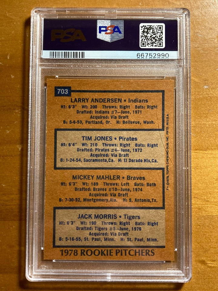 1978 Topps Larry Andersen Tim Jones Mickey Mahler Jack Morris Rookie ...