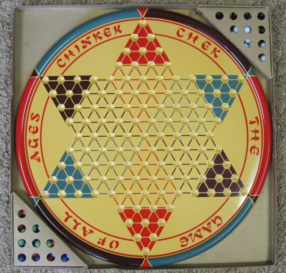 C/R 1938 Vintage CHINKER CHEK Chinese Checkers TIN TOY GAME BOARD | eBay