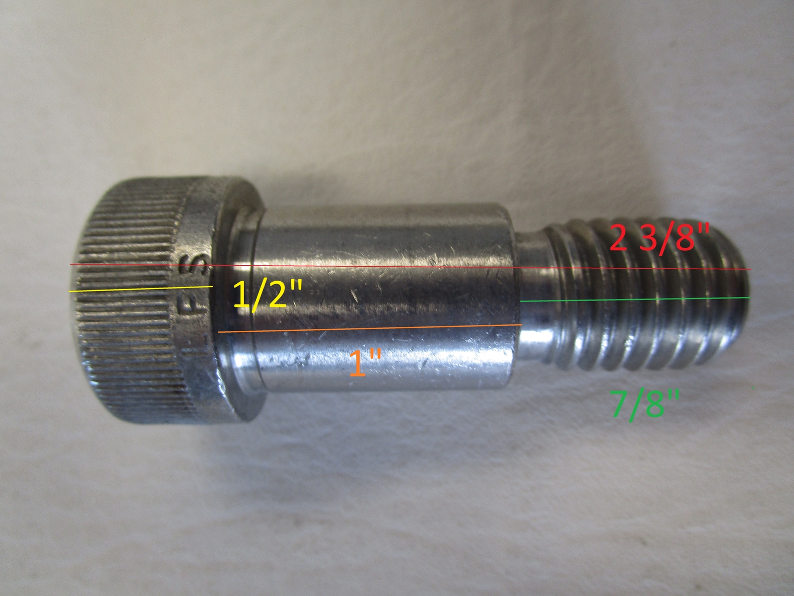 LPS HEX SOCKET SHOULDER BOLT ( SET OF 4 ) 2 3/8" L X 9/16" OD STAINLESS ...