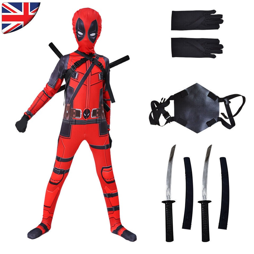 Deadpool Costume Cosplay Kids Bodysuit Boys Children's Day Fancy Dress ...