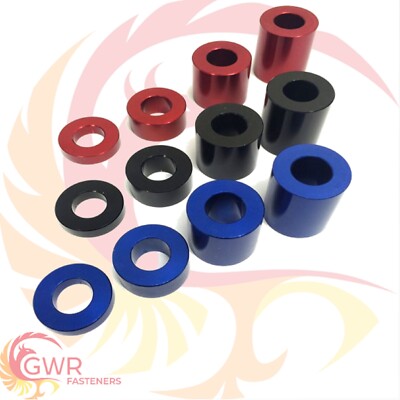 RED BLACK BLUE M8 Anodised Aluminium Spacer - Bonnet Standoff Collar ...