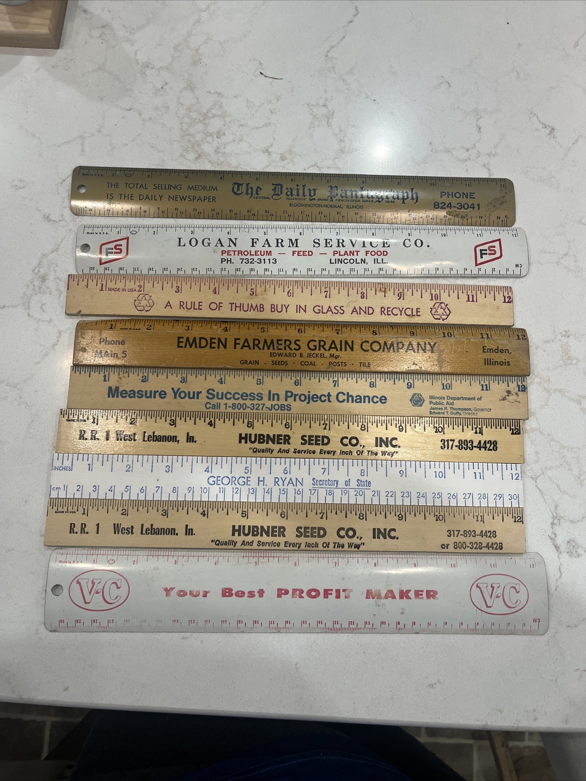 Lot Of 9 Advertising Rulers Emden Bloomington IL Farm Seed | eBay