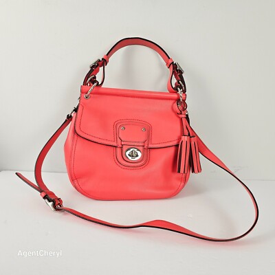 COACH Willis Coral Glovetanned Leather 22382 Crossbody Shoulder Bag ...