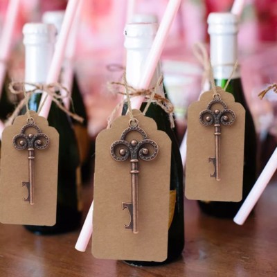 10 Sets, Wedding Decoration Rustic key Bottle Opener+Tags Party Favors ...