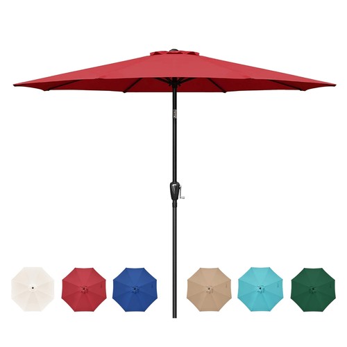 9FT Outdoor Patio Umbrella with 8 Ribs, Table Umbrellas with Push ...