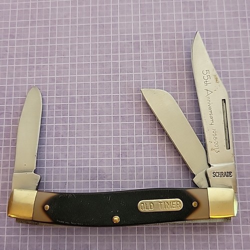 Schrade Old Timer 8OT Stockman Knife 55th Anniversary Delrin Handles SS ...