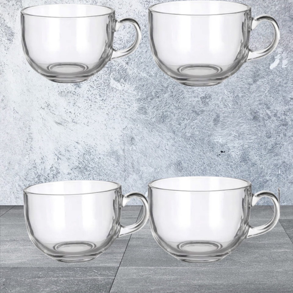 4pcs 15oz Plain Clear Glass Coffee Mug Hot Latte Cappuccino Tea ...