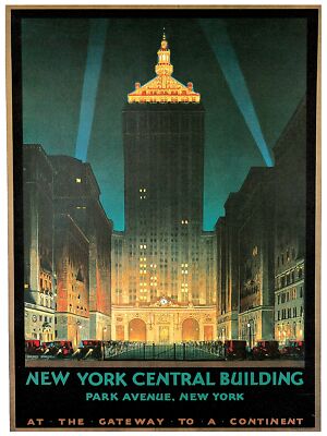 Decor Travel Poster. Graphic Design. New York Central building. Wall ...