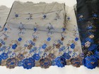 Royal Blue & Brown Embroidered Tulle Lace Trim /Sewing/Bridal/Crafts/10 ...