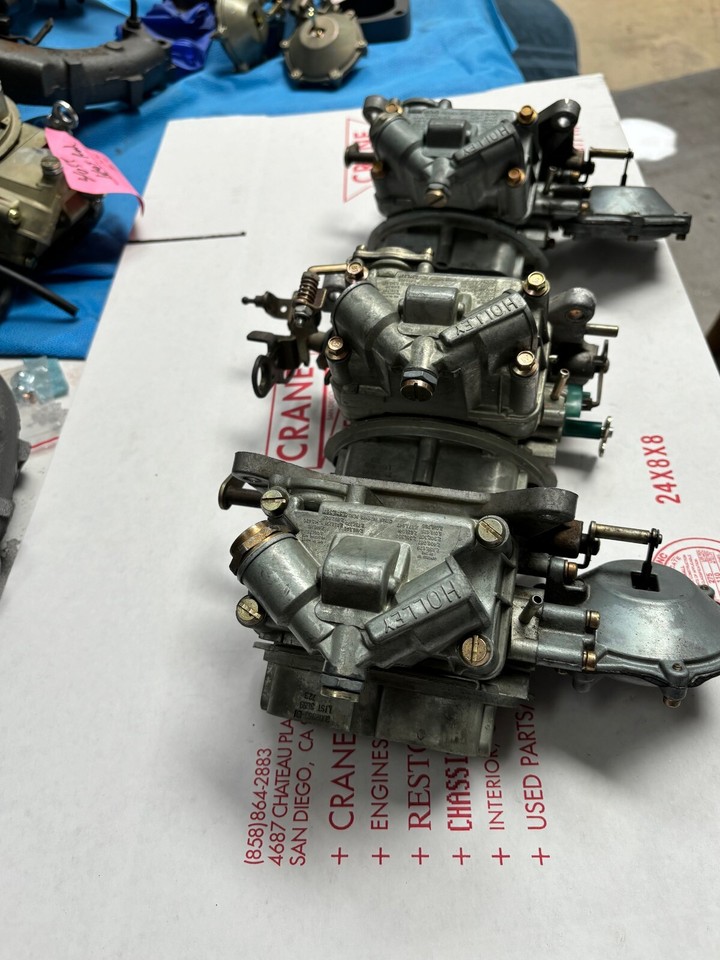 1967 Corvette 427 Tri-Power Carburetors Set 3X2 Holley 3659 3660 ...