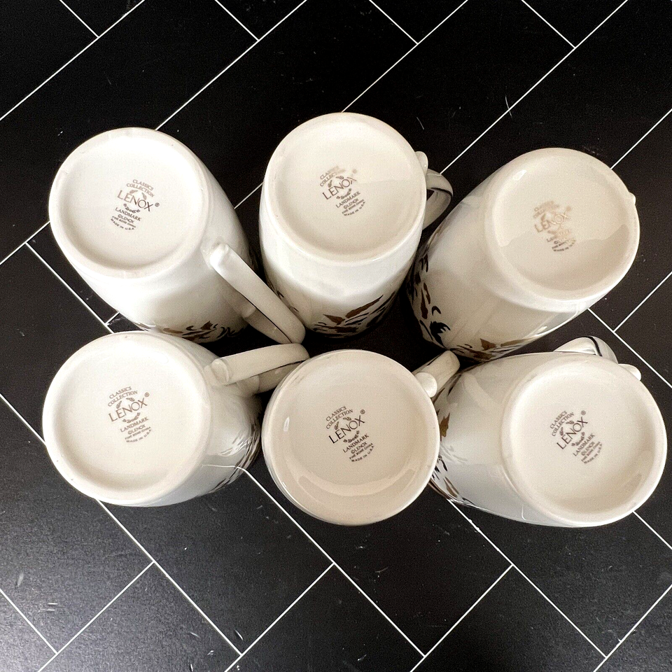 Set Of 6 Lenox Classic Collections Landmark Gold Leaves Accent Coffee ...