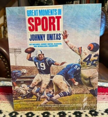 Johnny Unitas Football Aurora Model Kit Reproduction Box Top Tabletop ...