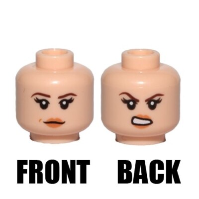 LEGO Head - Light Nougat - Dual Sided - Female Dark Brown Eyebrows ...