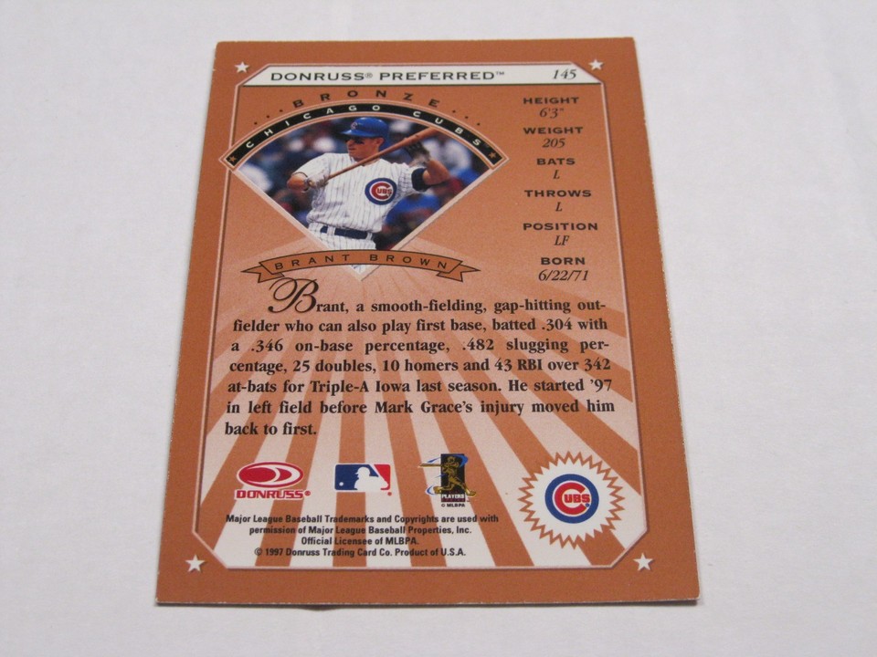 Brant Brown Donruss Autographed Baseball Card | eBay