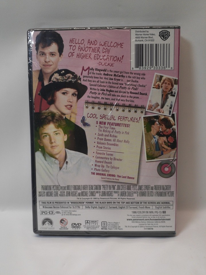 Pretty In Pink DVD (80’s Classic) Molly Ringwald - Jon Cryer - Brand ...