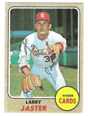 Autographed LARRY JASTER 1968 Topps St. Louis Cardinals Card #117 - w ...