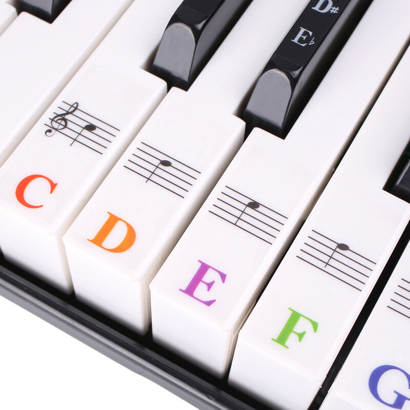 Multicolour Piano Stickers Keyboard Key Note Removable Note Labels ...