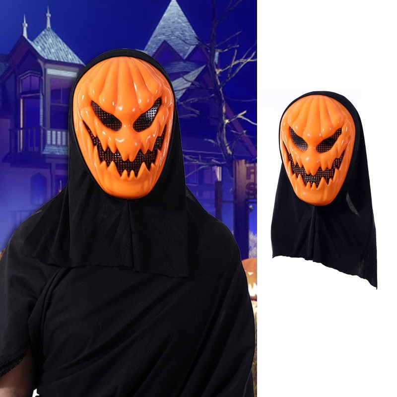 Halloween Pumpkin Mask Horror Evil Spirit Mask Tangerine Mask with ...