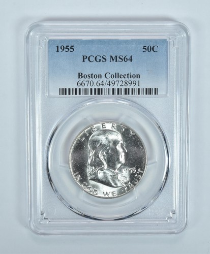1955 Franklin Half Dollar Boston Collection MS64 PCGS Blue Label *9235 ...