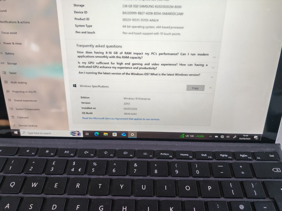 Microsoft Surface Pro 1807 i5-7300U 8GB RAM 256GB Keyboard Win 10 Enterprise VGC | eBay UK