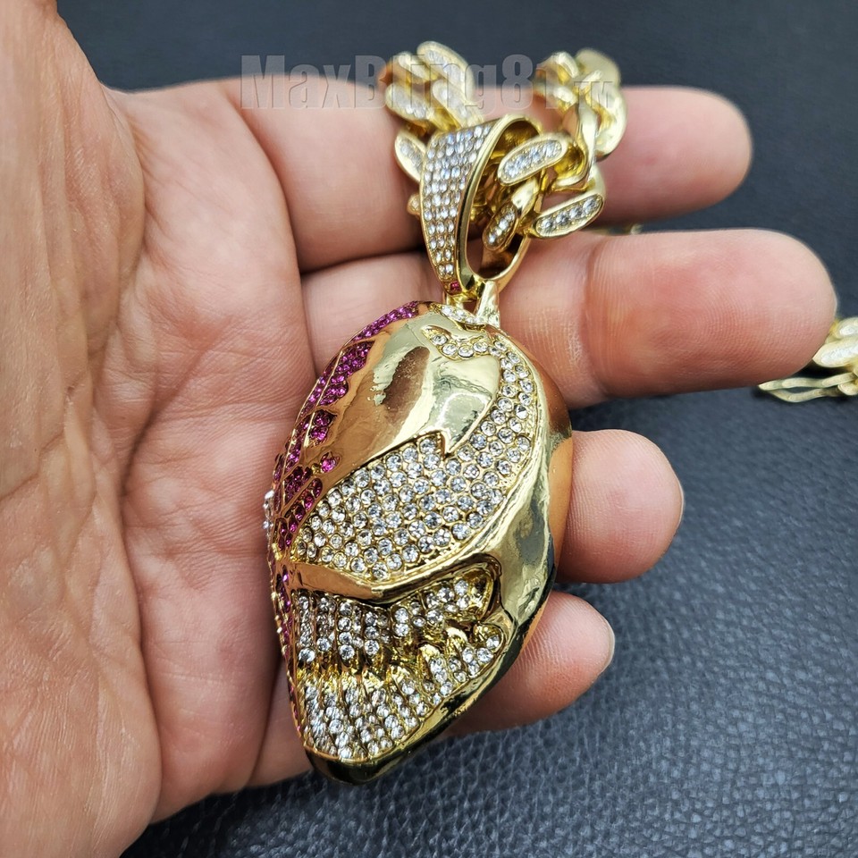HIP HOP VENOM CARTOON PENDANT & 20" ICED CUBIC ZIRCONIA CUBAN CHAIN ...