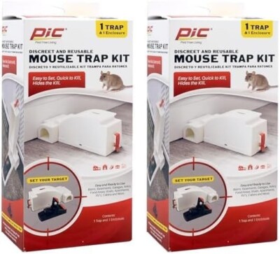PIC MTK-P Mouse Trap Kit, Black,Discreet Mouse Trap - Set of 1 (Pack of ...