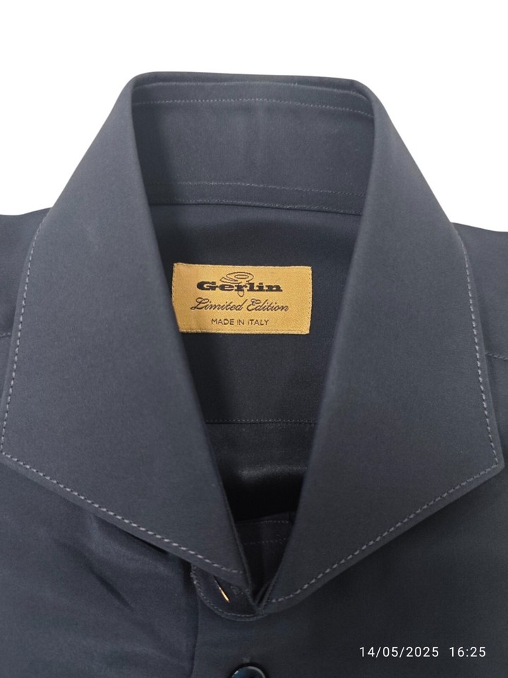 NWD 1200$ GERLIN Blue Navy Hand-Sewn Dress Shirt 100% Silk 16 - 41 | eBay