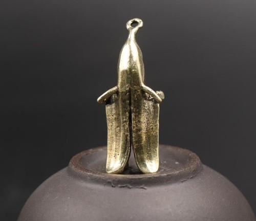 old Brass Banana Man Keychain Statues figure antiques Ornament Rare ...