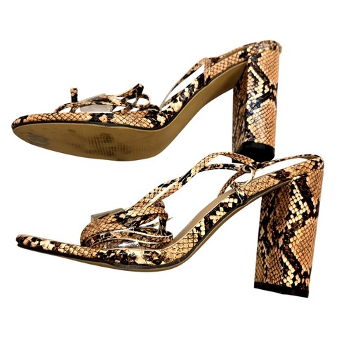 Women's 8 Snake Skin Print Leg Wrap Sandals 4 Inch High Heel Shoes | eBay