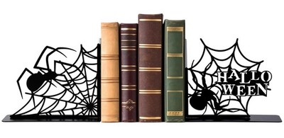 2Pcs Halloween Metal Bookend Black Spider and Spider Web Book Stand ...