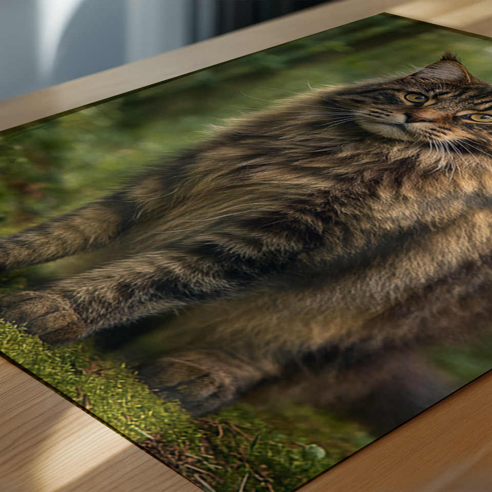 A4 Cat Print Maine Coon Forest Scene Fluffy Pet Wall Art Nature Decor ...
