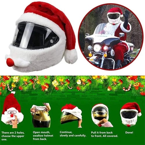 Santa Claus bicycle helmet, Christmas motorcycle helmet cover, full ...