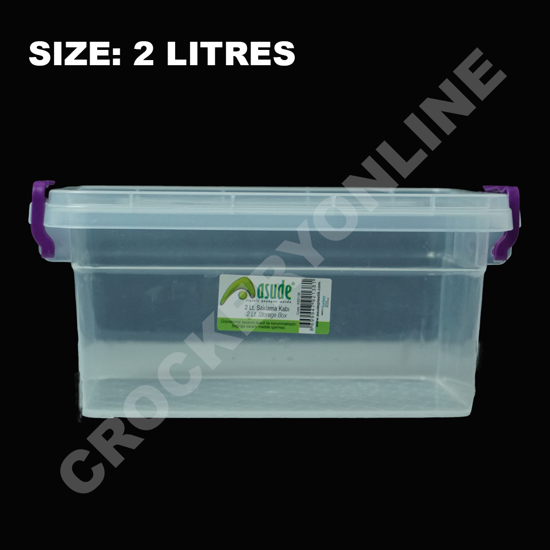 Clear Storage Box Plastic Clip Lid Locking Kitchen Office Home Food ...