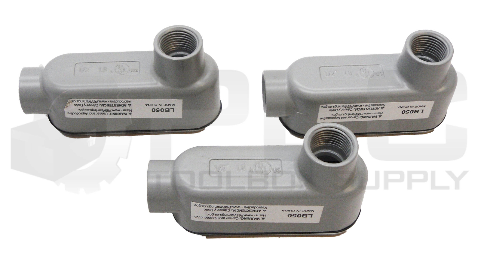 LOT OF 3 NEW LB050 L-TYPE CONDUIT 1/2" LB PLASTIC W/ T1 COVER | eBay