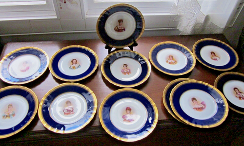 HAVILAND Limoges/ 12pc signed L JEAN 1880's/Empress Josephine ...