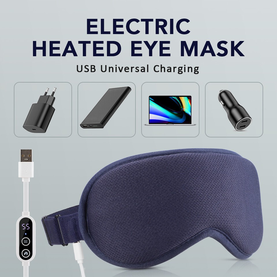 Adjustable USB Heated 3D Eye Mask Pad Blackout For Blepharitis Dry Eye ...