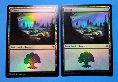 2x Forest Basic Land Khans of Tarkir 2014 Mtg Magic Card Green Mana ...