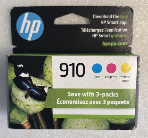 Genuine HP 910 Ink Cartridges Combo Pack Cyan/Magenta/Yellow New Sealed ...