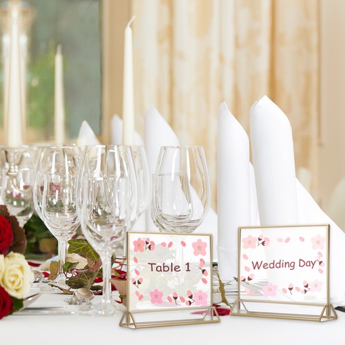 4x6 Inch Clear Acrylic Sign Holder, 6 Packs Table Menu Stands Gold ...