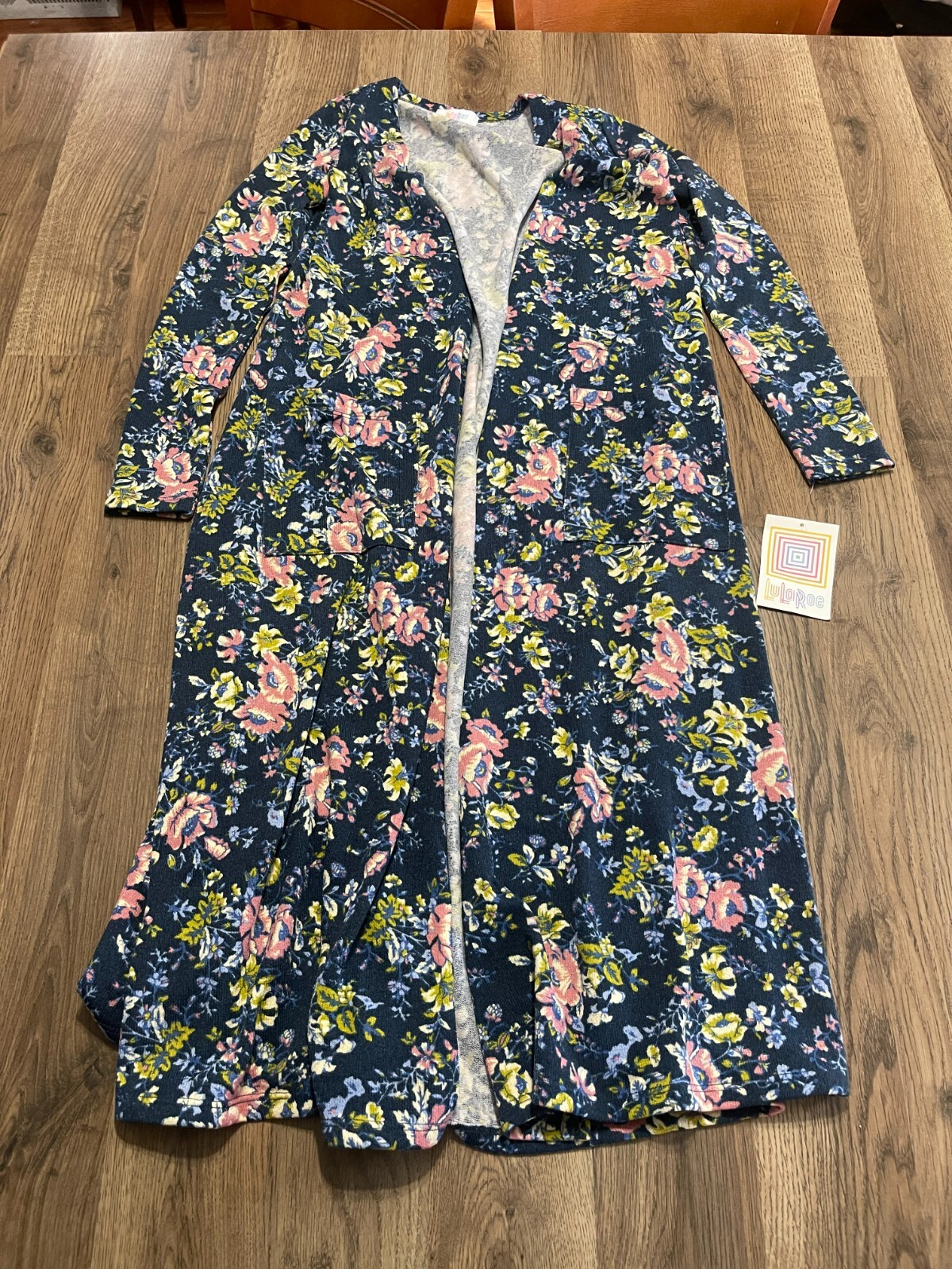 LuLaRoe Sweater, Women's Size XS, Blue Pink Green, Long Open Cardigan ...