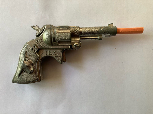 VINTAGE HUBLEY TEX 4" DIECAST SINGLE SHOT TOY COWBOY CAP GUN with ...