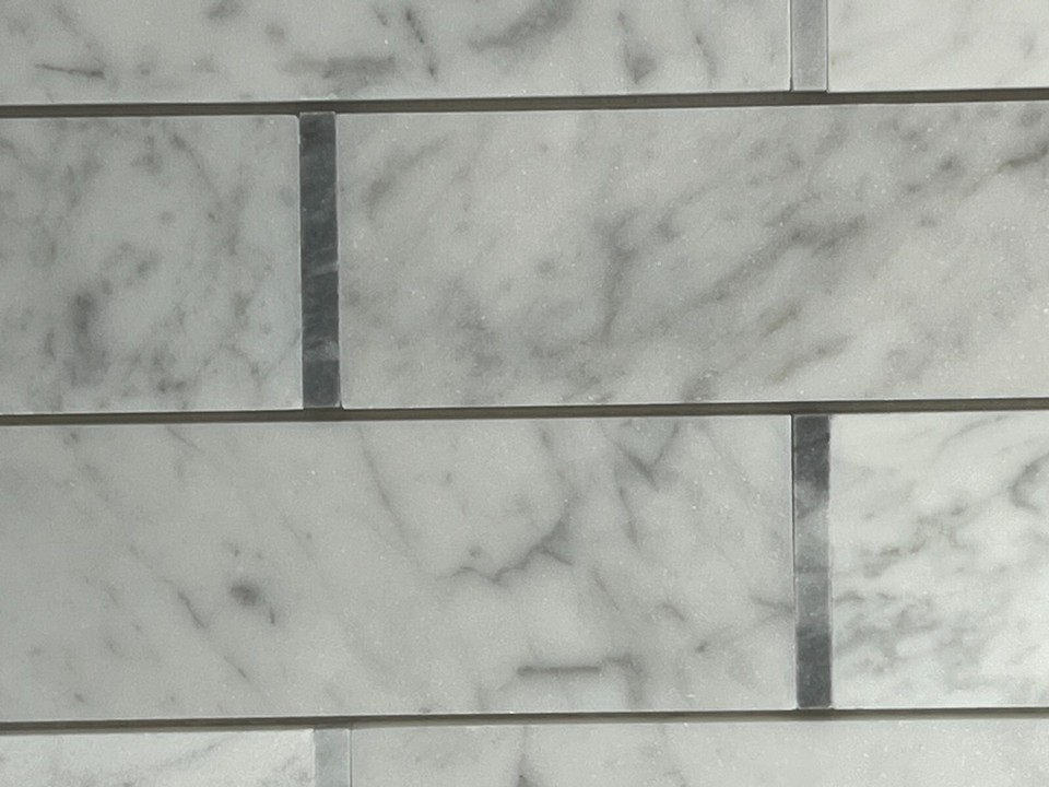 S32 Carrara White Grey Marble Rectangle Mosaic Tile Kitchen Bathroom ...